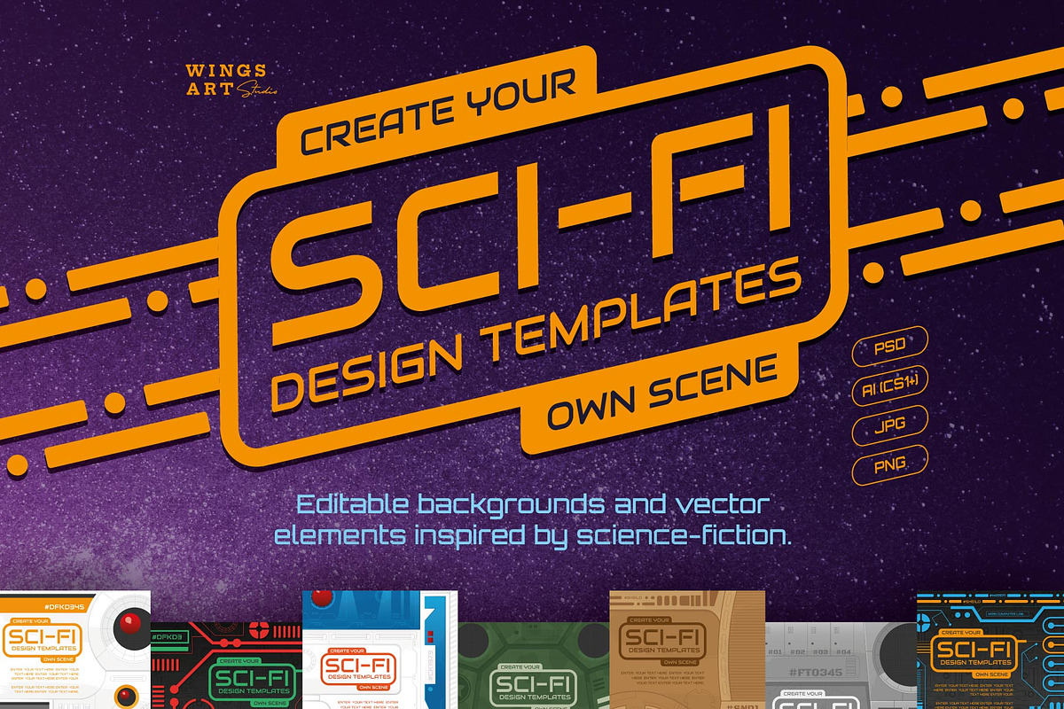 Sci-Fi Design Templates and Vectors, an Illustration by Wingsart Studio
