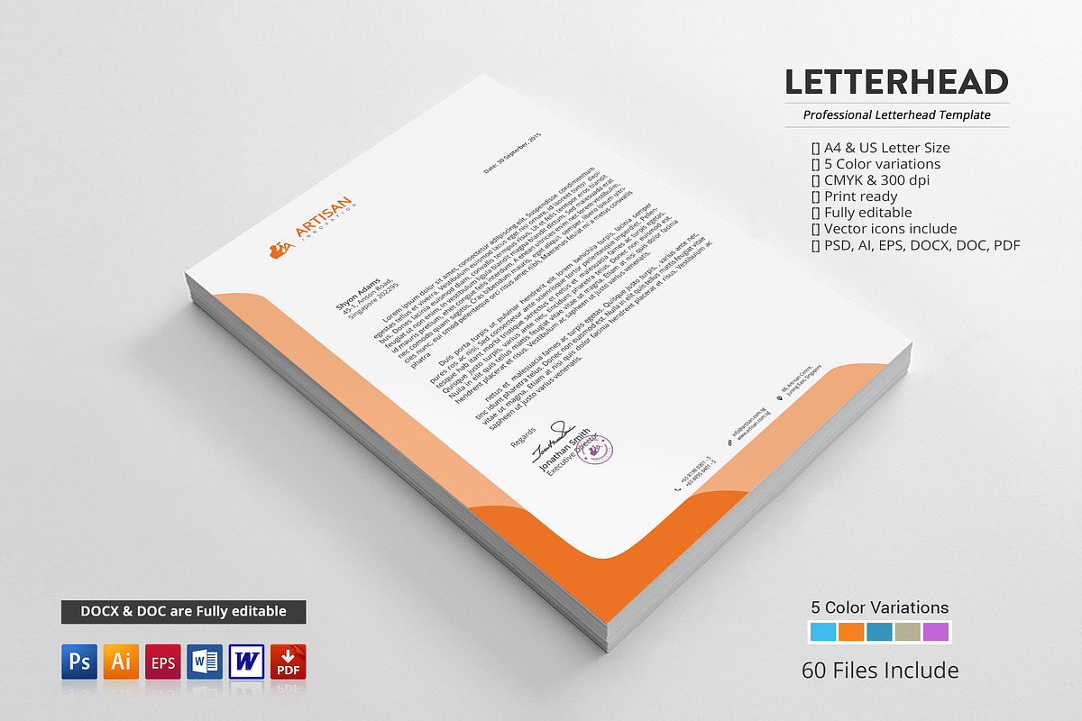 Letterhead Template, a Stationery Template by artisanHR