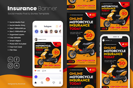 Insurance Social Media Template, a Social Media Template by Boostock