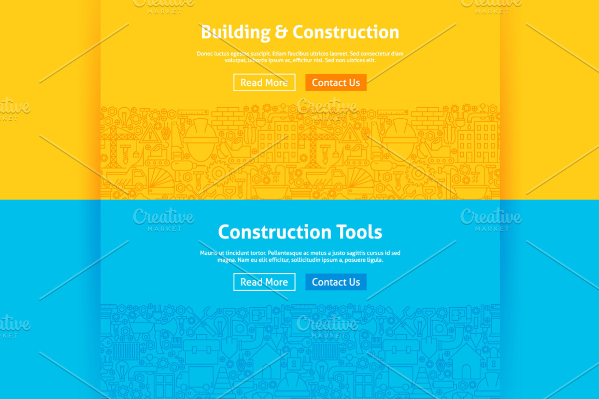 Construction Line Web Banners, a Work Illustration by Anna_leni
