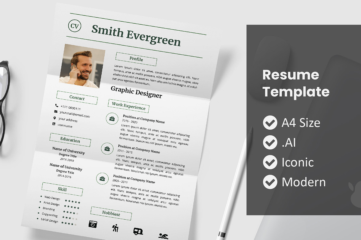 Resume Line Design Template, a Resume Template by rivatxfz