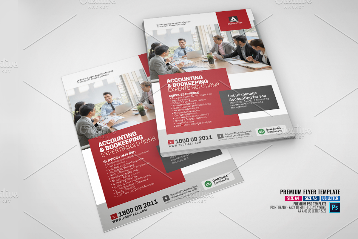 Accounting and Bookkeeping Flyer, a Flyer Template by PSDPixel