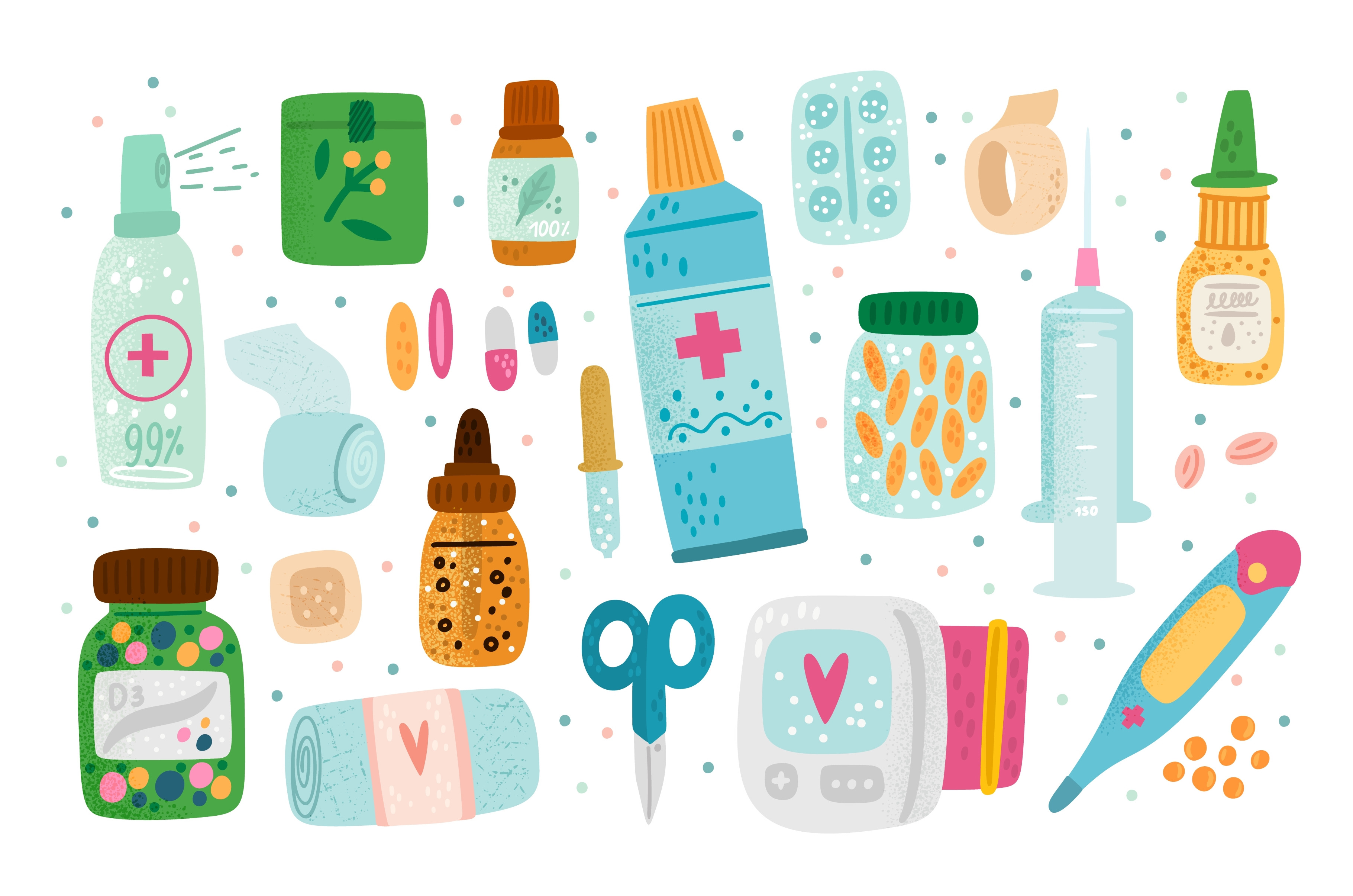 Cartoon medicines. Hand drawn, an Object Graphic by Vectorbuum ...