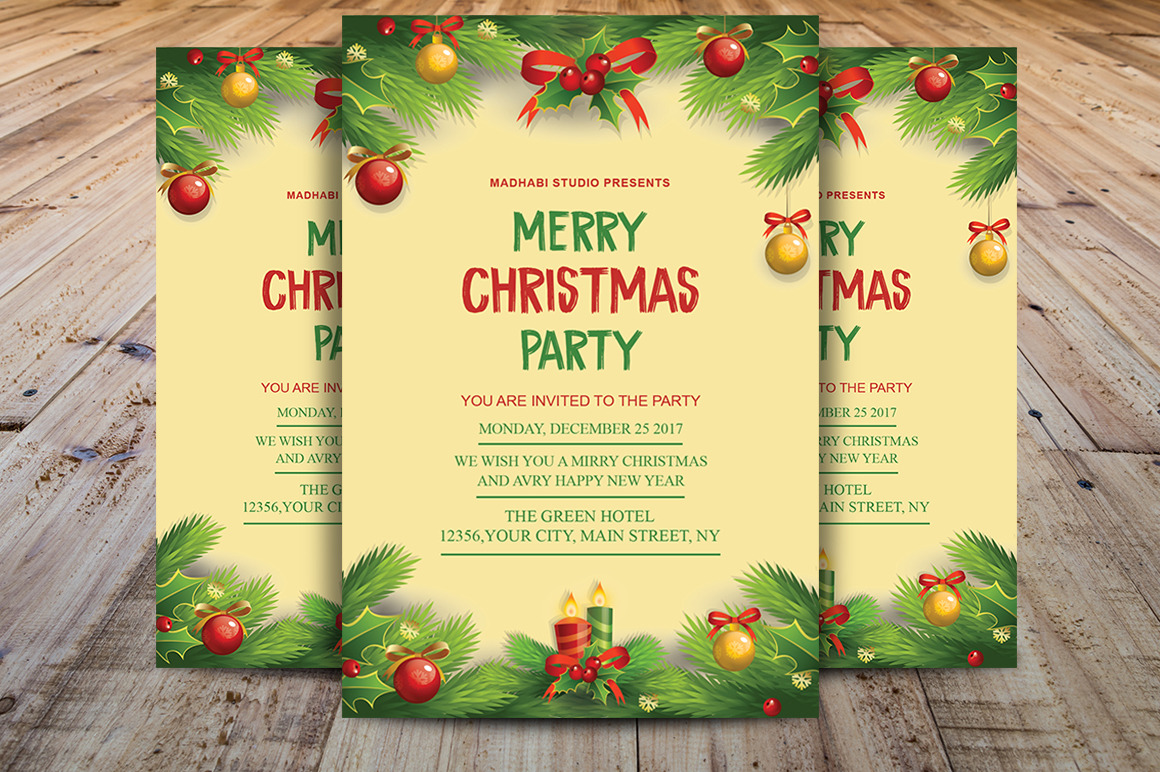 Christmas Invitation Template, a Flyer Template by Madhabi Studio