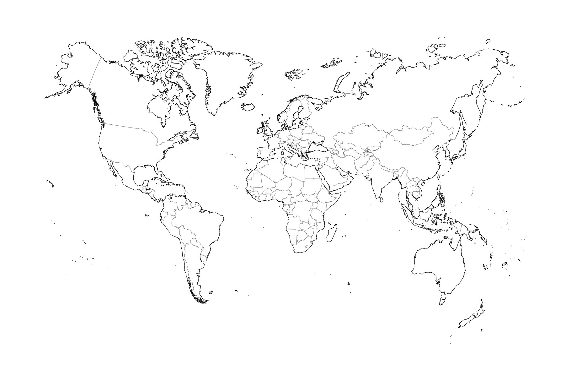 Blank outline map of World. Vector, an Education Illustration by pytyczech