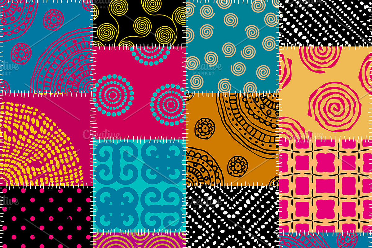Textile patchwork patterns collection