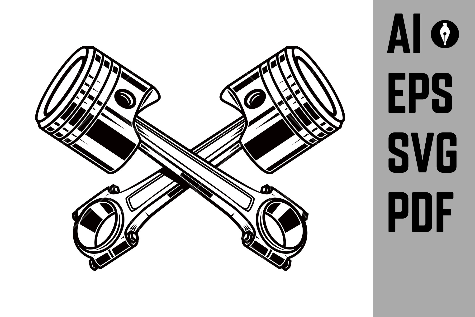 Crossed motorcycle pistons. Design, an Object Graphic by Vectorhight