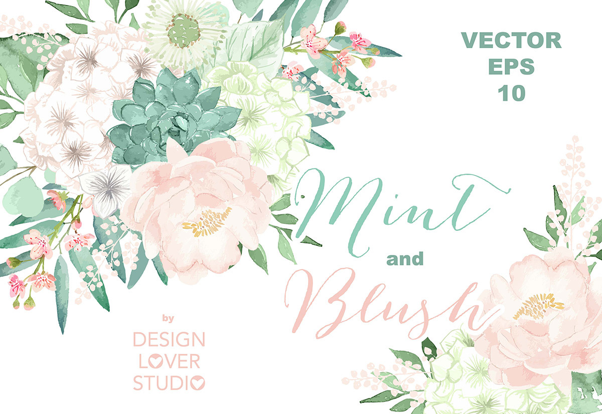 VECTOR Mint and Blush design, an Illustration by designloverstudio