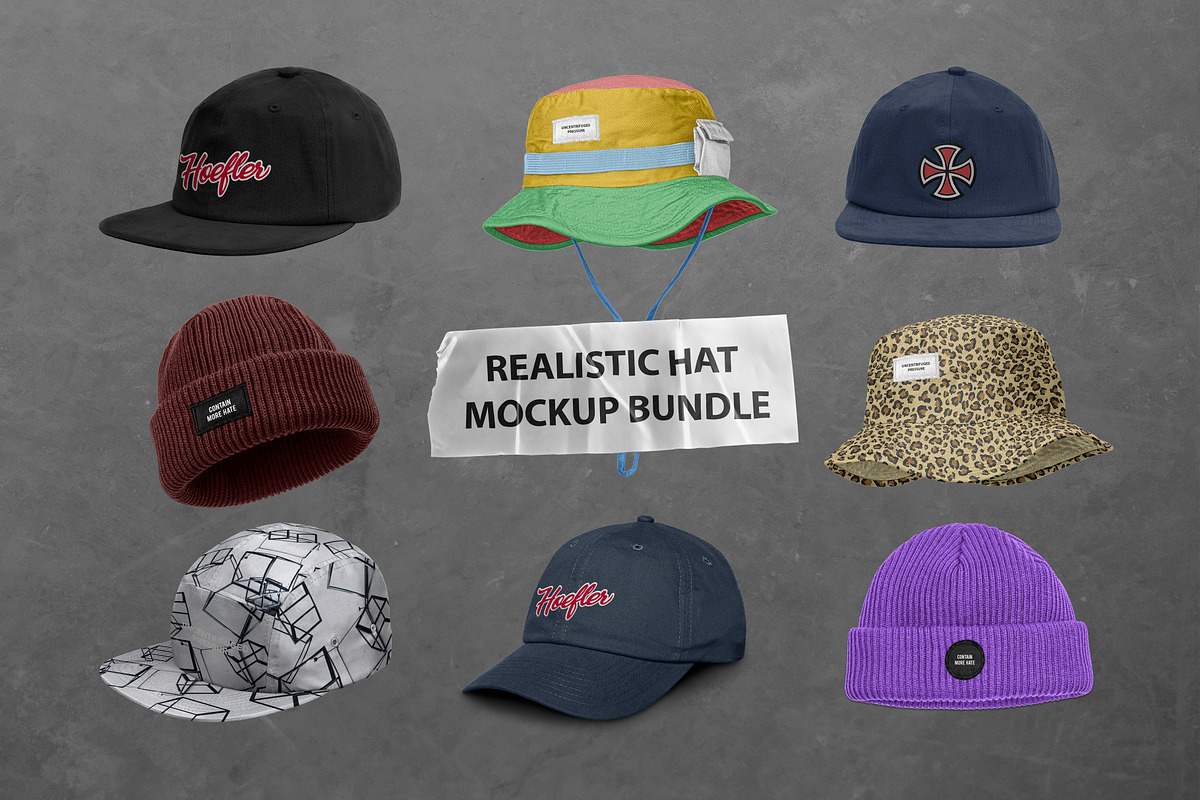 Realistic Hat Mockup Bundle, a Hat Mockup by Uncentrifuged Pressure