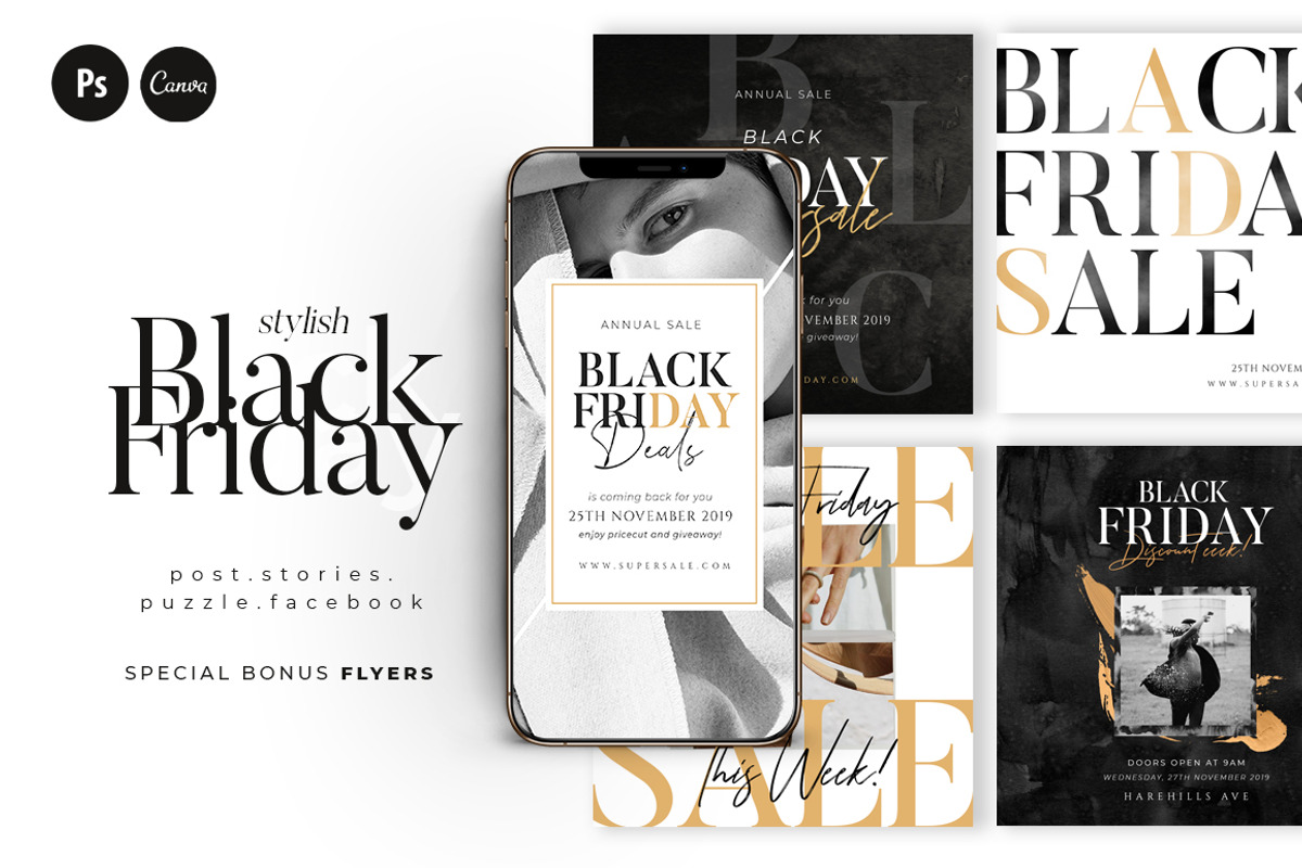 BUNDLE Black Friday Promotional Pack, a Social Media Template by Eviory
