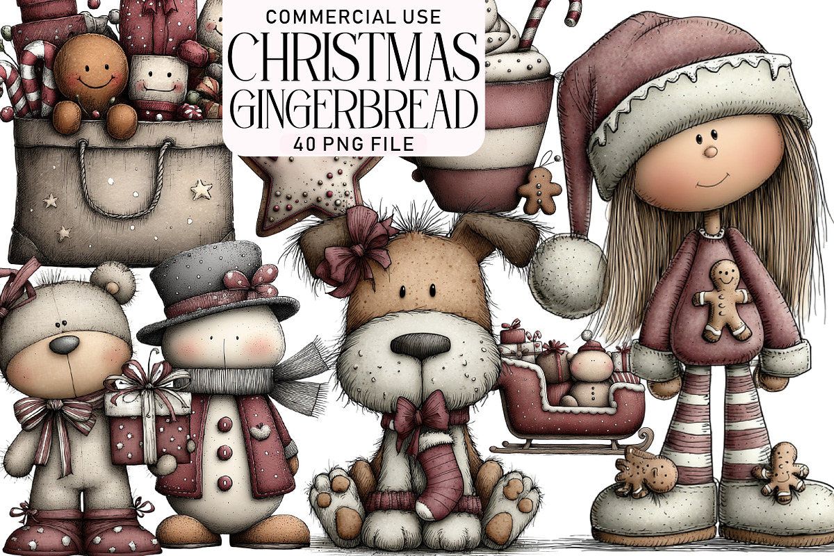 Gingerbread Christmas PNG Clipart, an Illustration by Daily.Designs