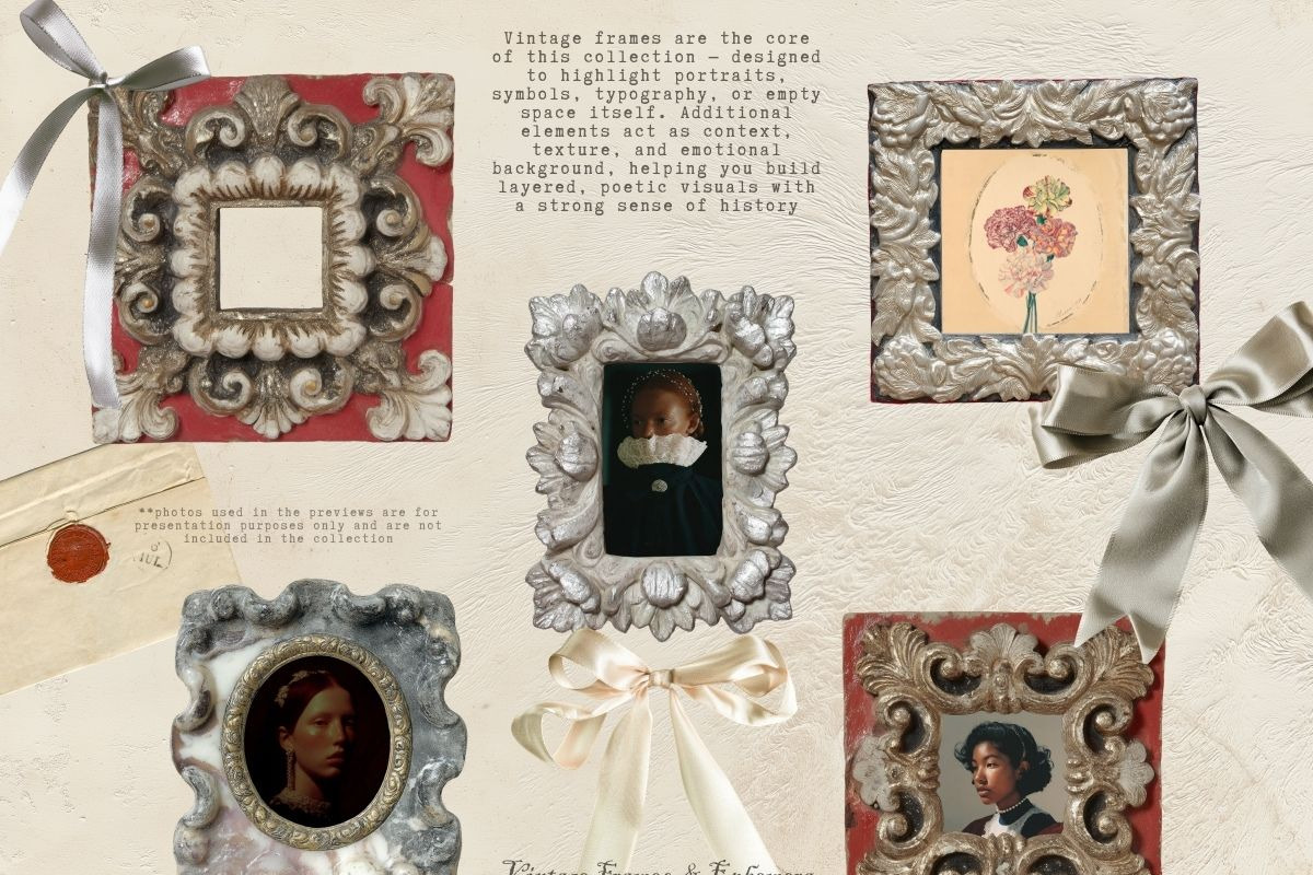 Vintage Frames & Ephemera Collage Kit