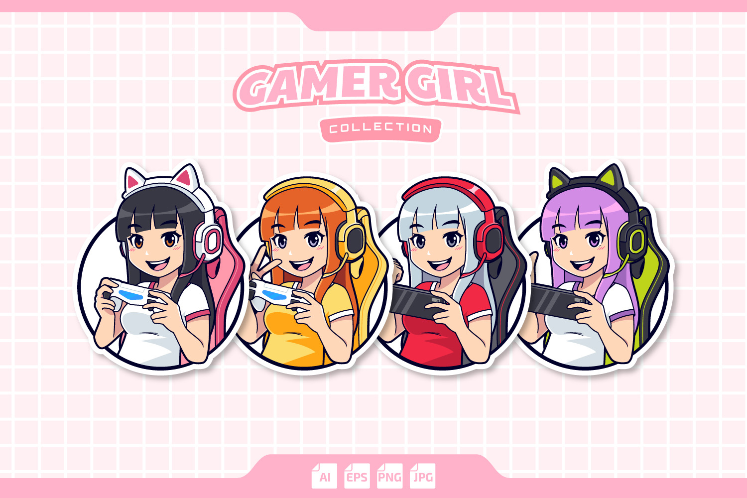 Gamer Girl Logo Set, a Branding & Logo Template by tkzgraphic ...