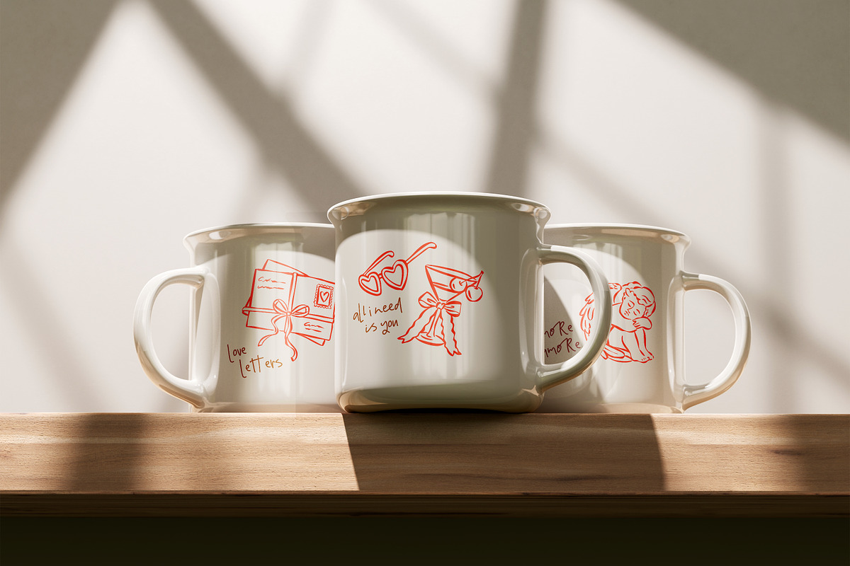 Whimsical love and wedding doodles