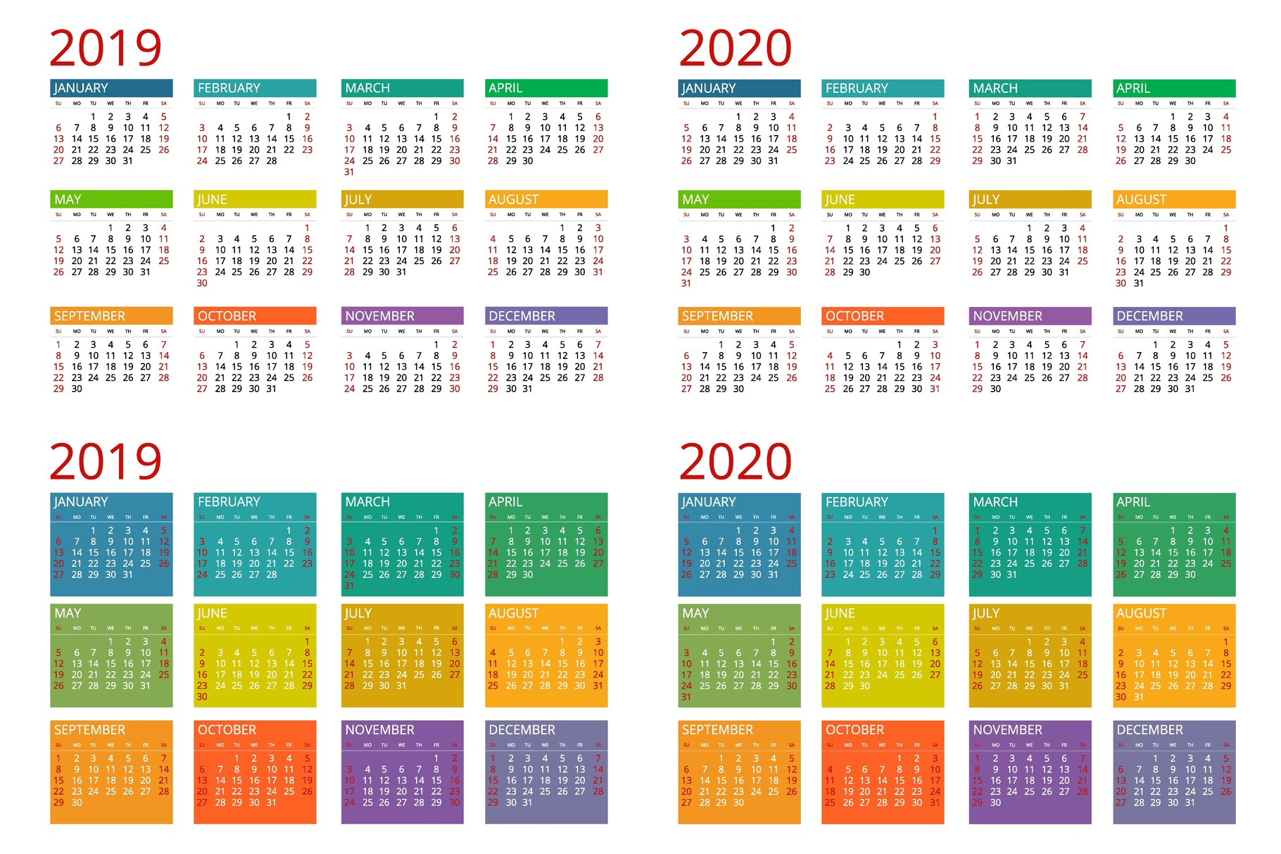 Template calendar 2019, 2020., a Texture Graphic by Golden Sikorka