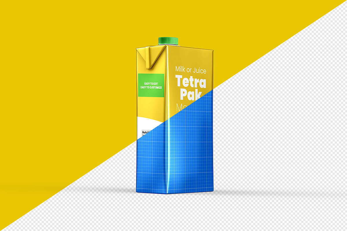 Milk or Juice Tetra Pak Mockup, a Packaging Mockup by Illusiongraphic
