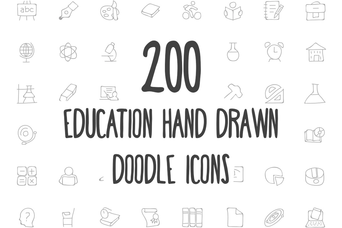 200 Education Hand Drawn Doodle Icon, an Icon by Creative Stall