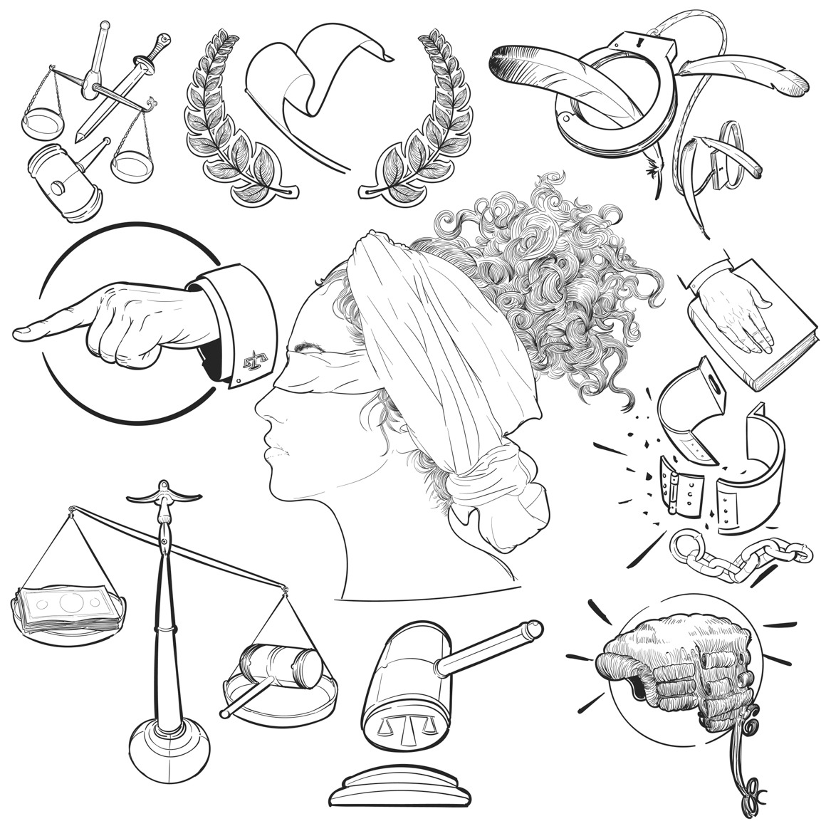 illustration set of justice, an Illustration by rawpixel