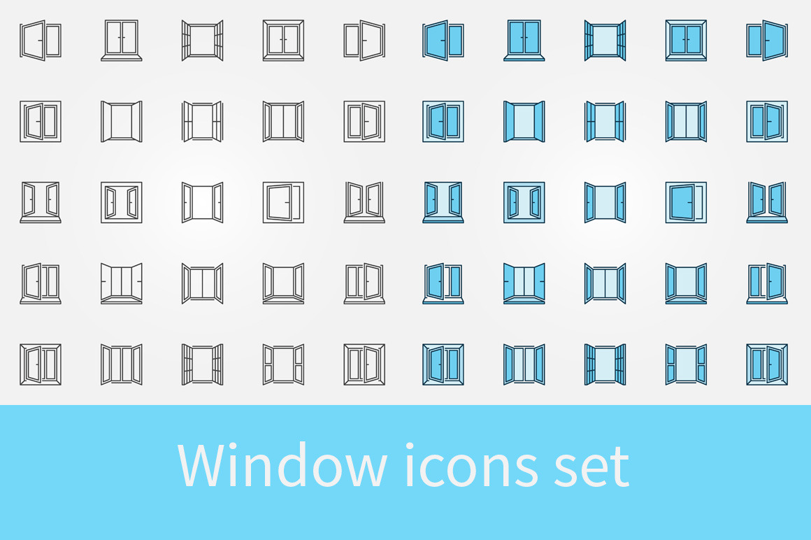 Window outline icons set, an Outline Icon by Venomous Vector