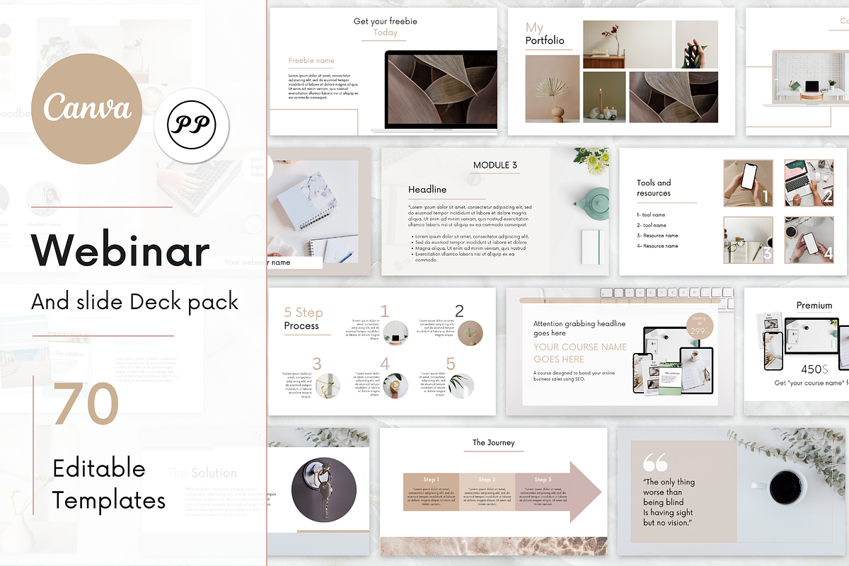 Webinar , Slide Deck Canva Pack, a Presentation Template by PittaFinePrint