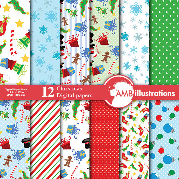 Digital Papers,Santa's Paper AMB-512, a Pattern Graphic by AMBillustrations