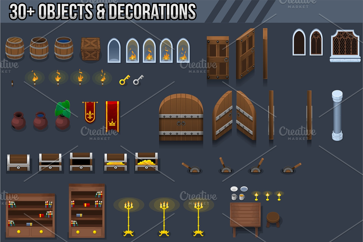 The Castle - Top Down Tileset, a Decorative Illustration by pzUH