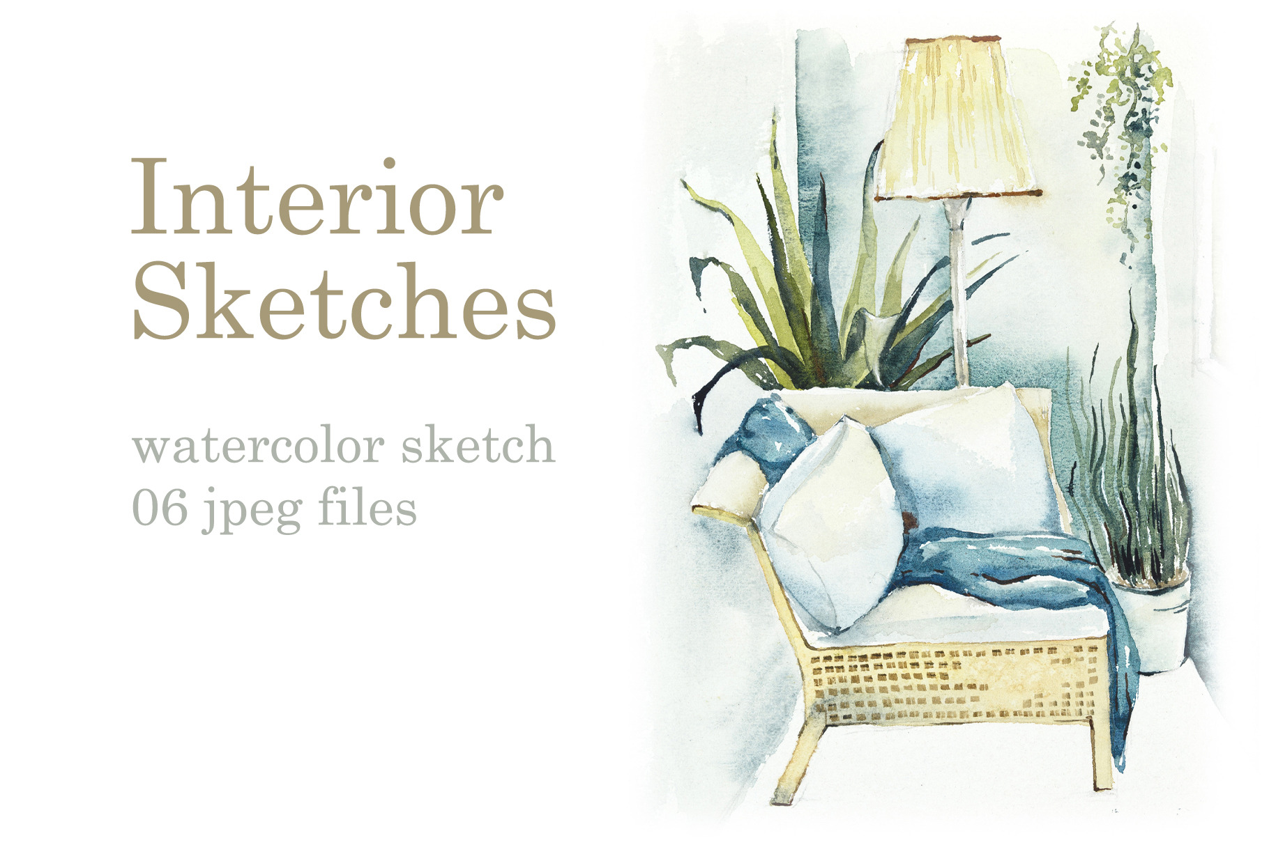 Watercolor Interior Sketches, a Decorative Illustration by Budogoshch