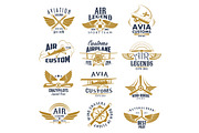 Aviation airplane legend team vector retro icons | Illustrations ...