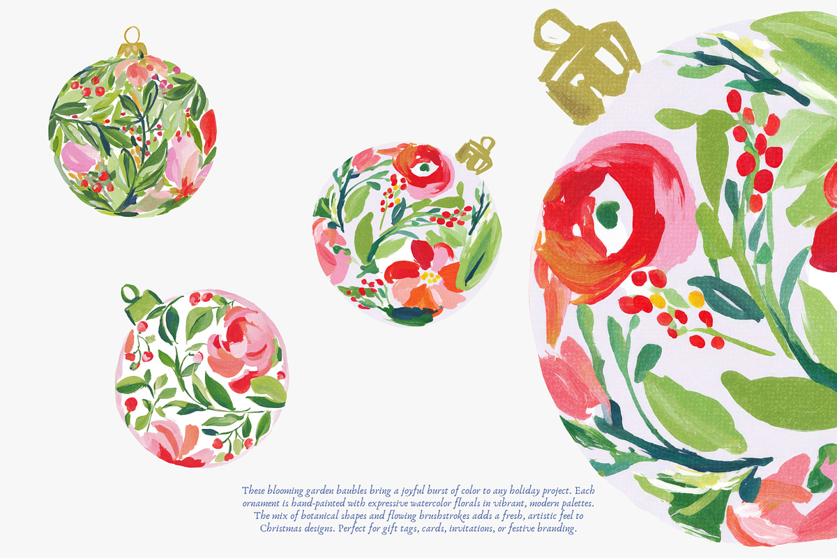 festive flower baubles collection