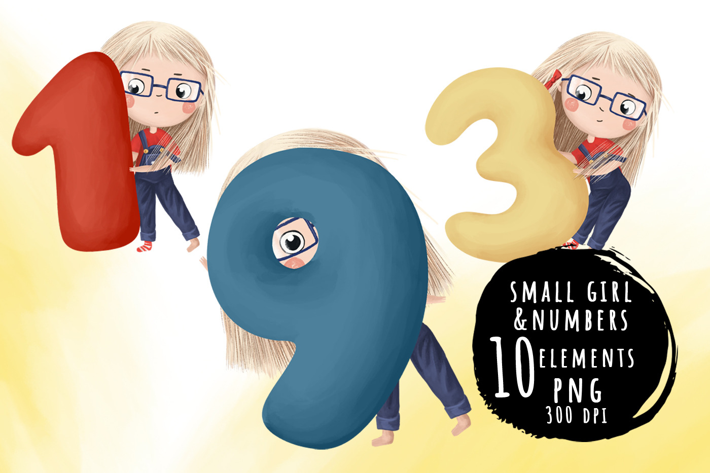 Cute Girl with numbers, an Education Illustration by Julia_Raketic
