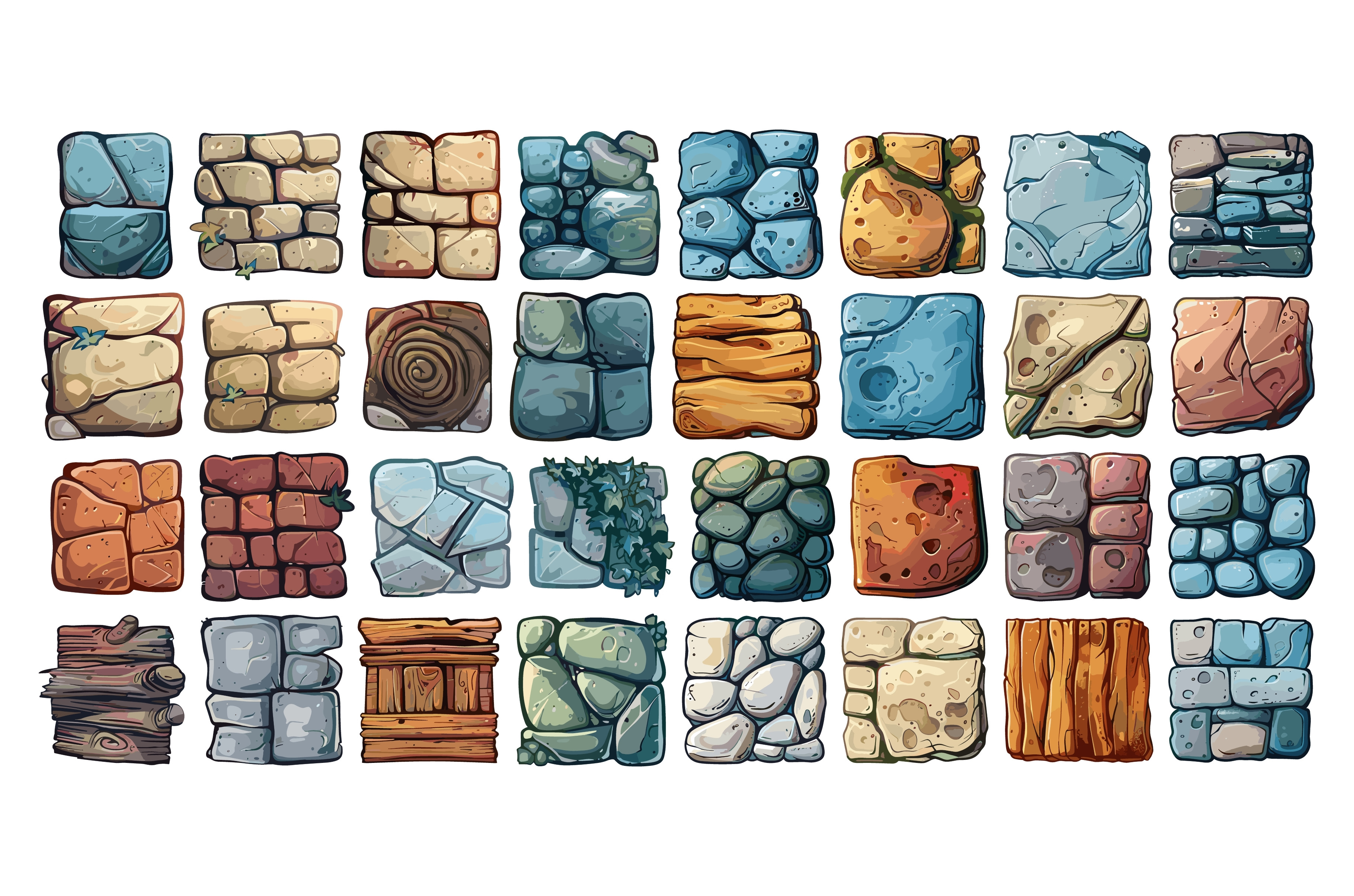 Cartoon Stone and Wooden Texture, a Texture Illustration by LadadikArt