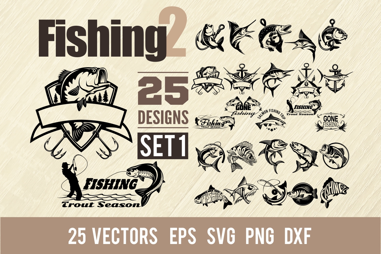 Fishing SVG - BUNDLE 25 Designs, a Decorative Illustration by Digital ...