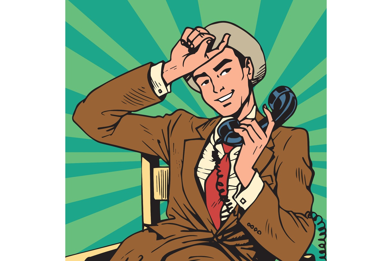 Printavatar portrait man with retro phone, a Person Illustration by ...