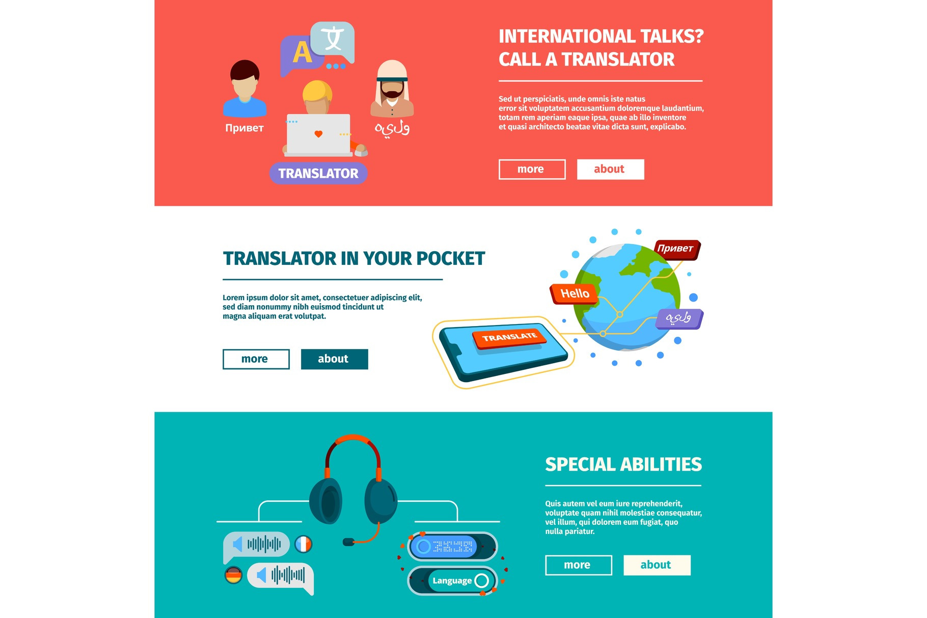 Translator banners. Horizontal, a Background Graphic by Onyx