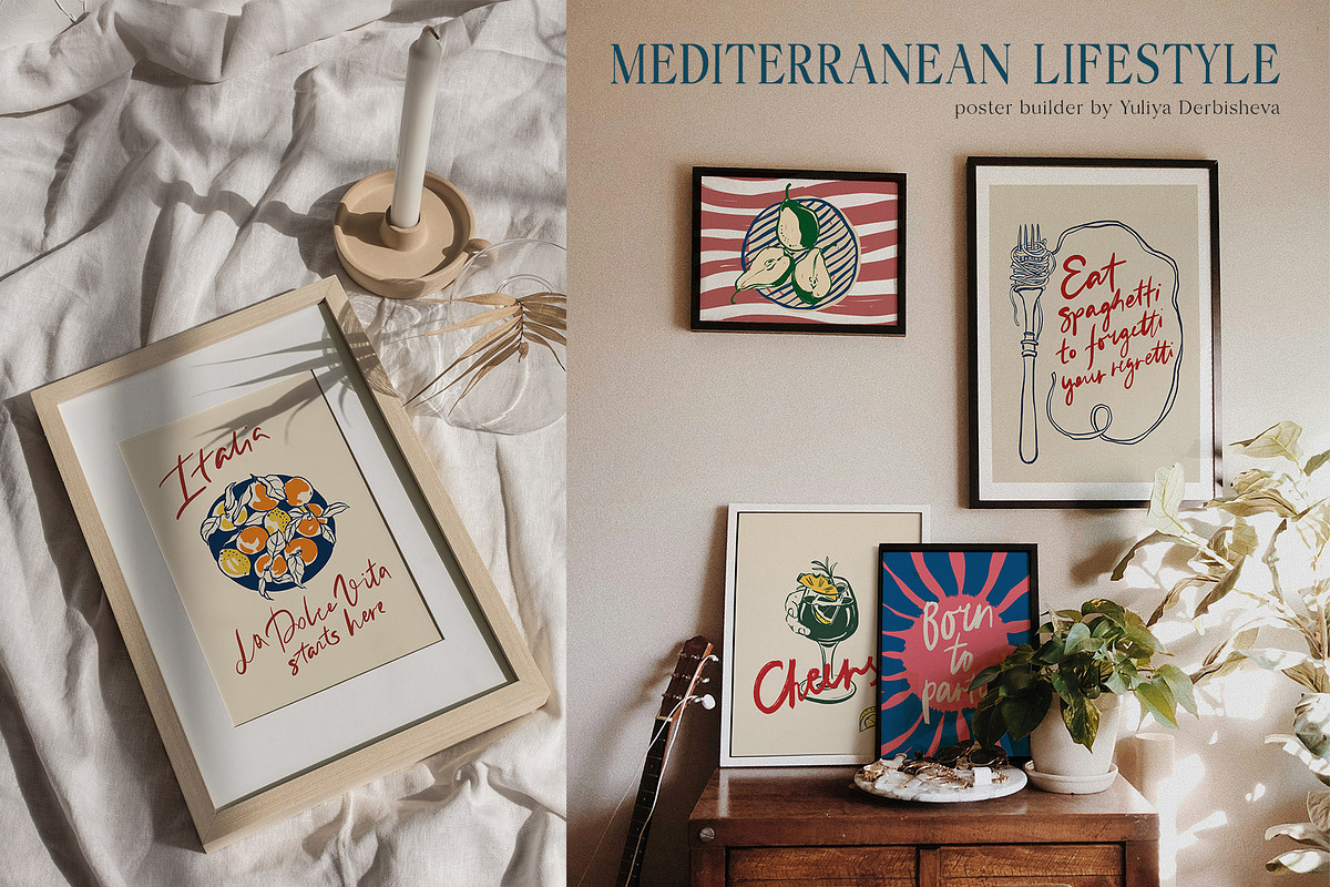 Mediterranean Life Vector Poster Print