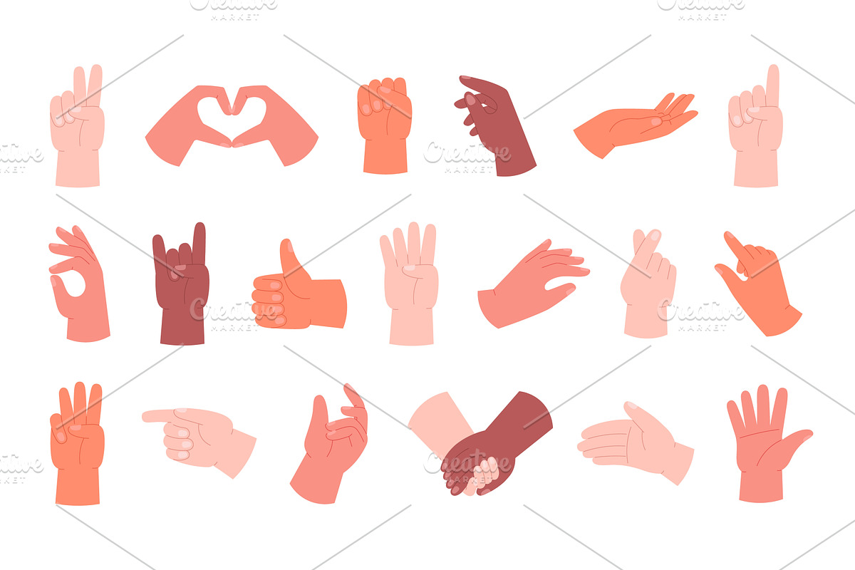 Flat hands gestures, thumb up and, a Graphic by LadadikArt | Creative ...