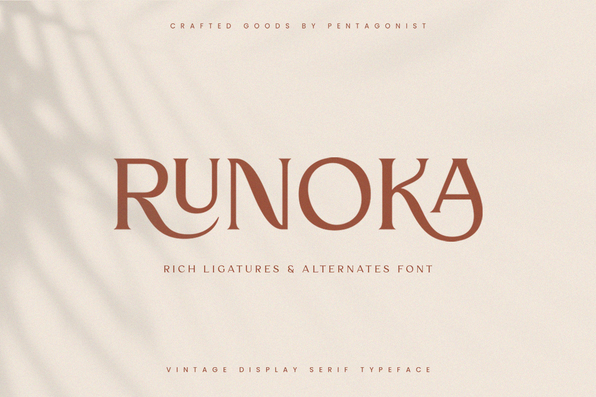 Runoka | Vintage Serif Font, a Serif Font by Pentagonistudio