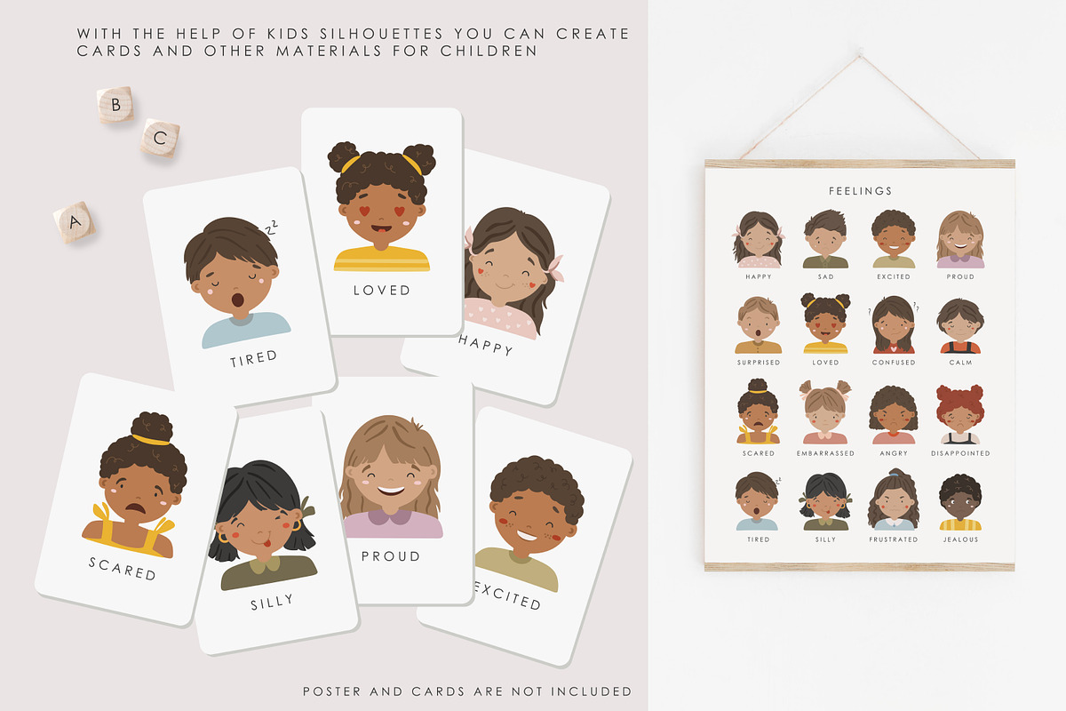 Kids emotions clipart, an Education Illustration by ⋒DesignECShop⋒ ...