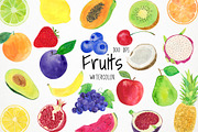 Watercolor Fruits Clipart, a Food Illustration by Paulaparaula