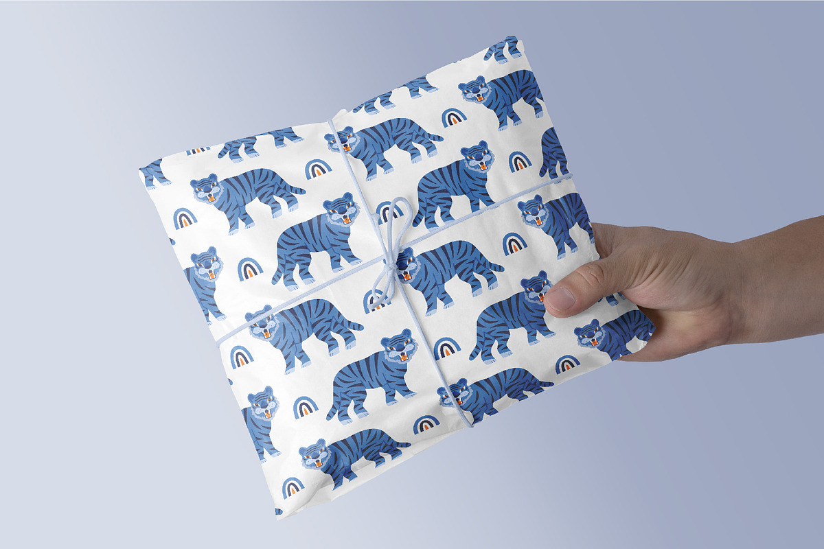 Blue tiger | Vector Collection, an Animal Illustration by katieromanoff_art