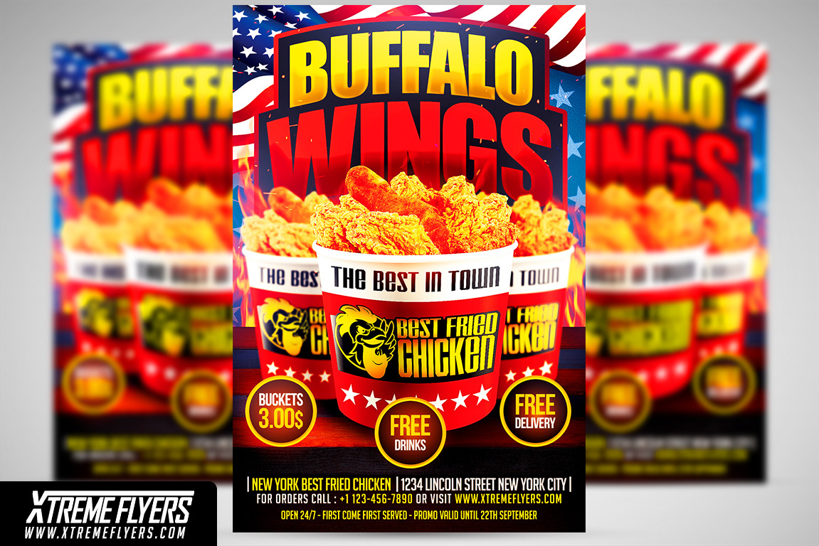 Wings Fast Food Flyer Template, a Flyer Template by XtremeFlyers