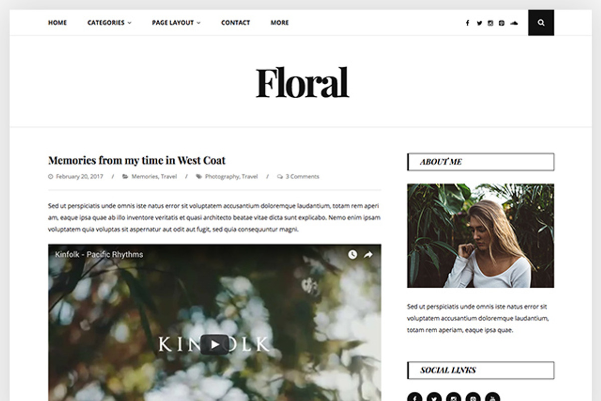 Floral - Personal WP Blog Theme, a WordPress Template by GretaThemes