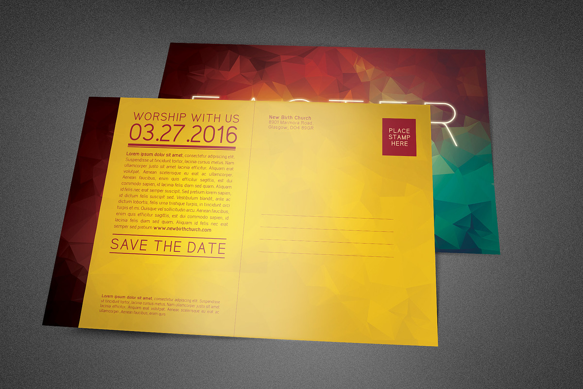 Easter Sunday Church Postcard, a Card Template by loswl