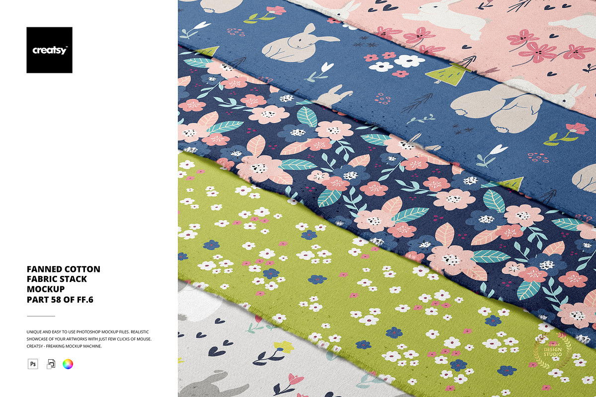 Fanned Cotton Fabric Stack Mockup, a Product Mockup by creatsy5
