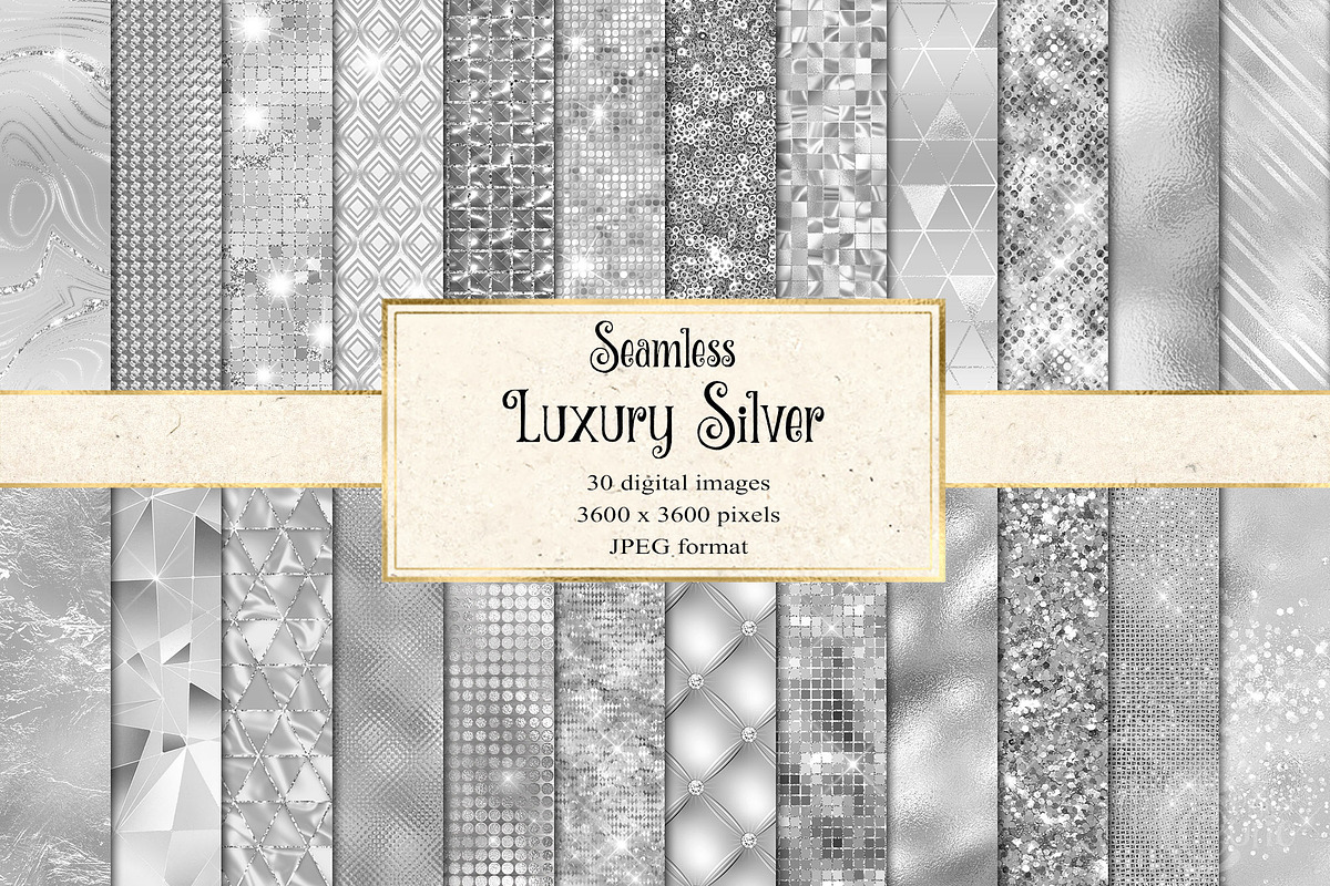 Luxury Silver Textures Digital Paper, a Texture Graphic by Digital Curio