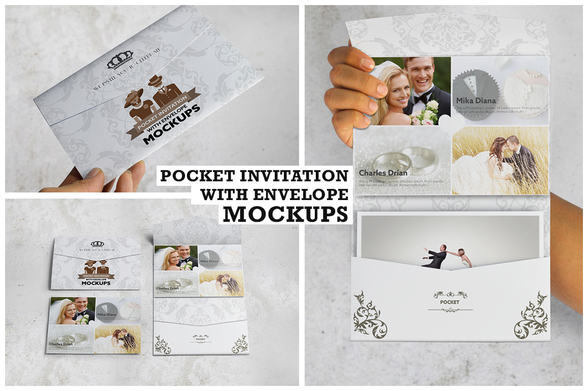 Pocket Invitation Envelope MockUps, a Print Template by Kongkow