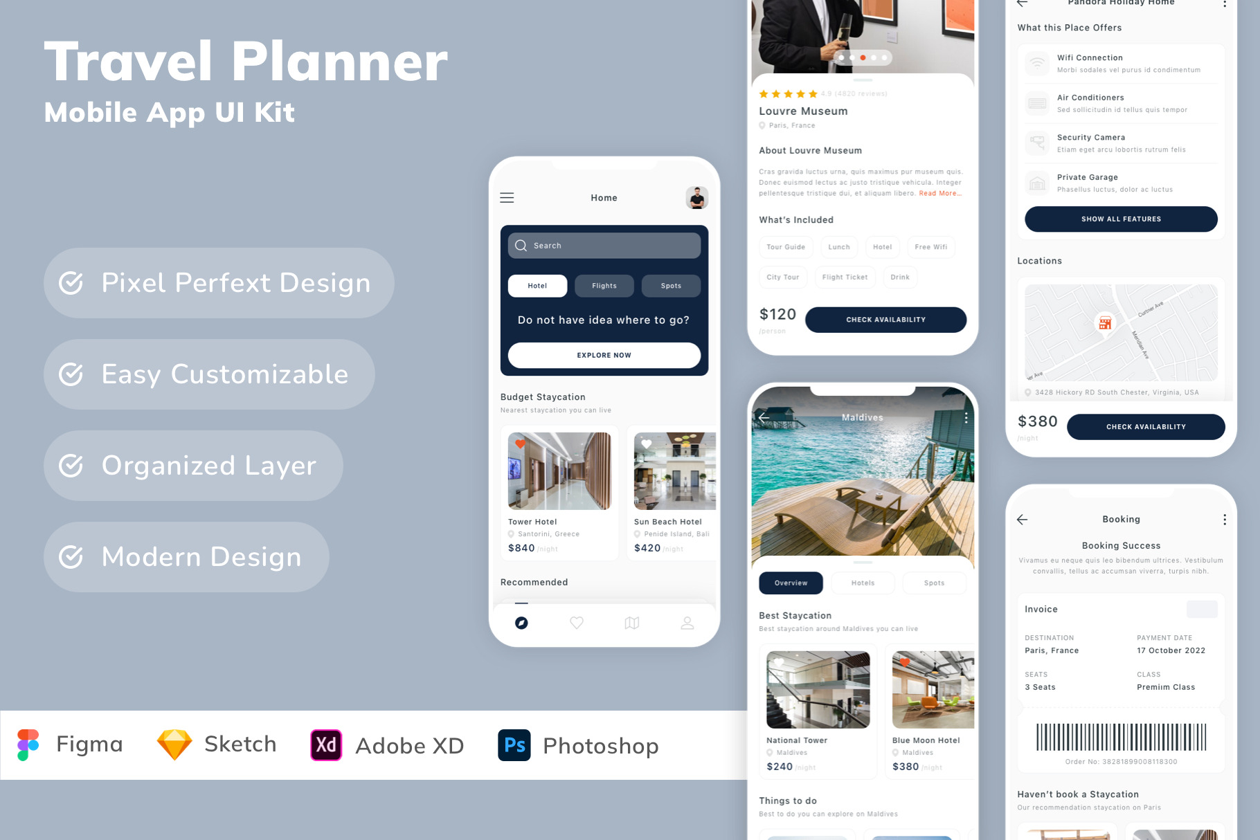 Travel Planner Mobile App UI Kit, an UI Kit Template by Betush