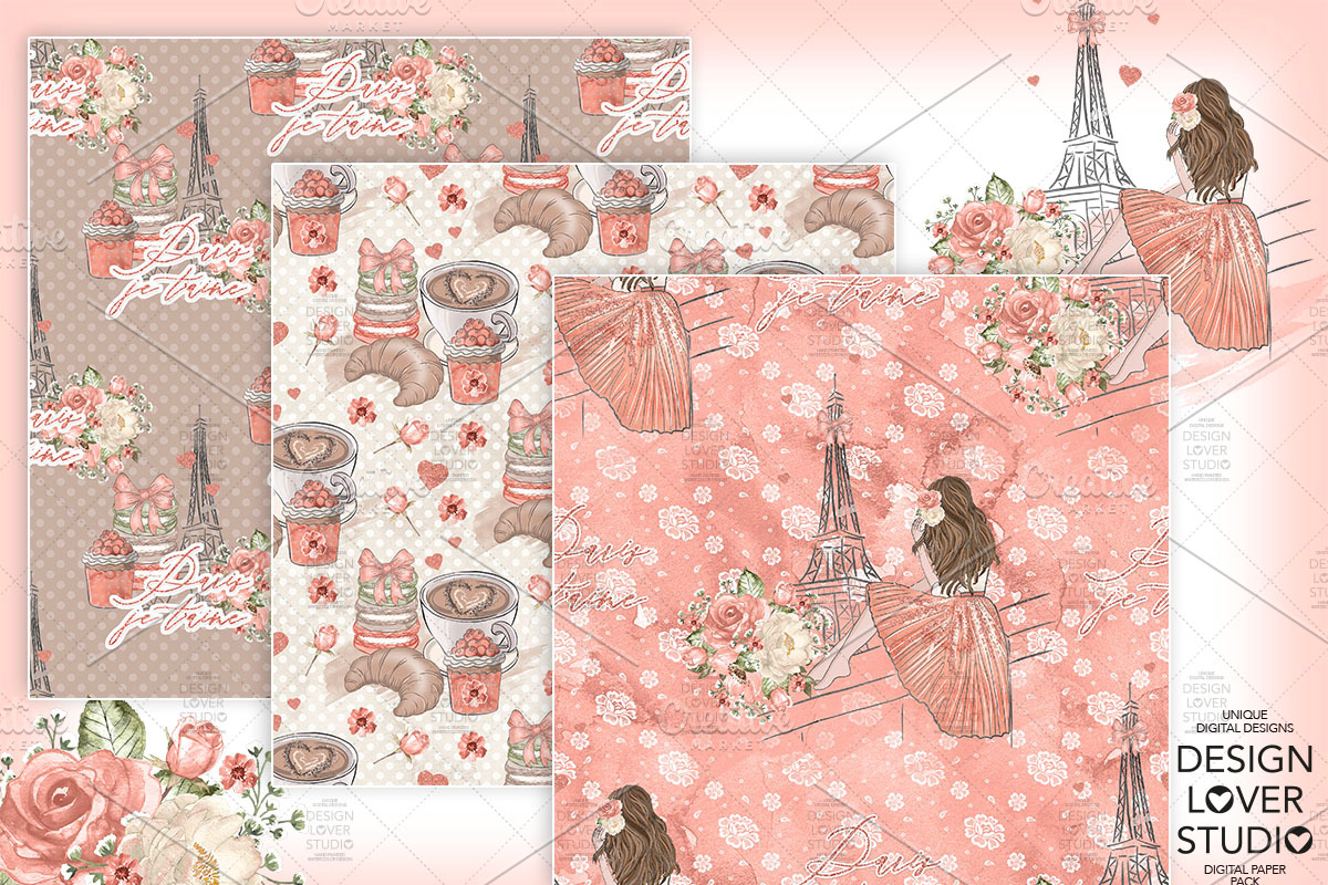 -50% Parisdigital paper pack, a Pattern Graphic by designloverstudio
