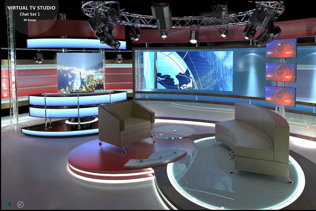 Virtual TV Studio Chat Set 1