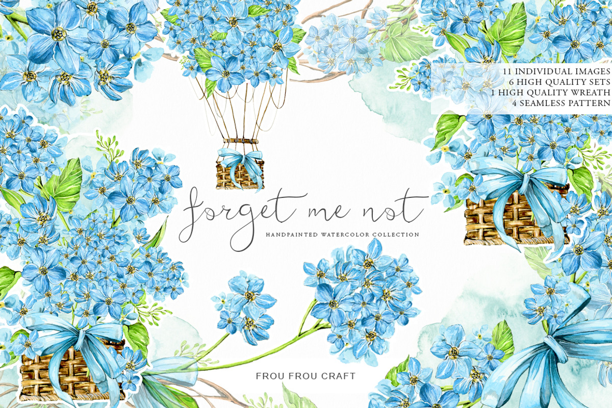 Forget Me Not Clip Art, an Illustration by Frou Fou Craft